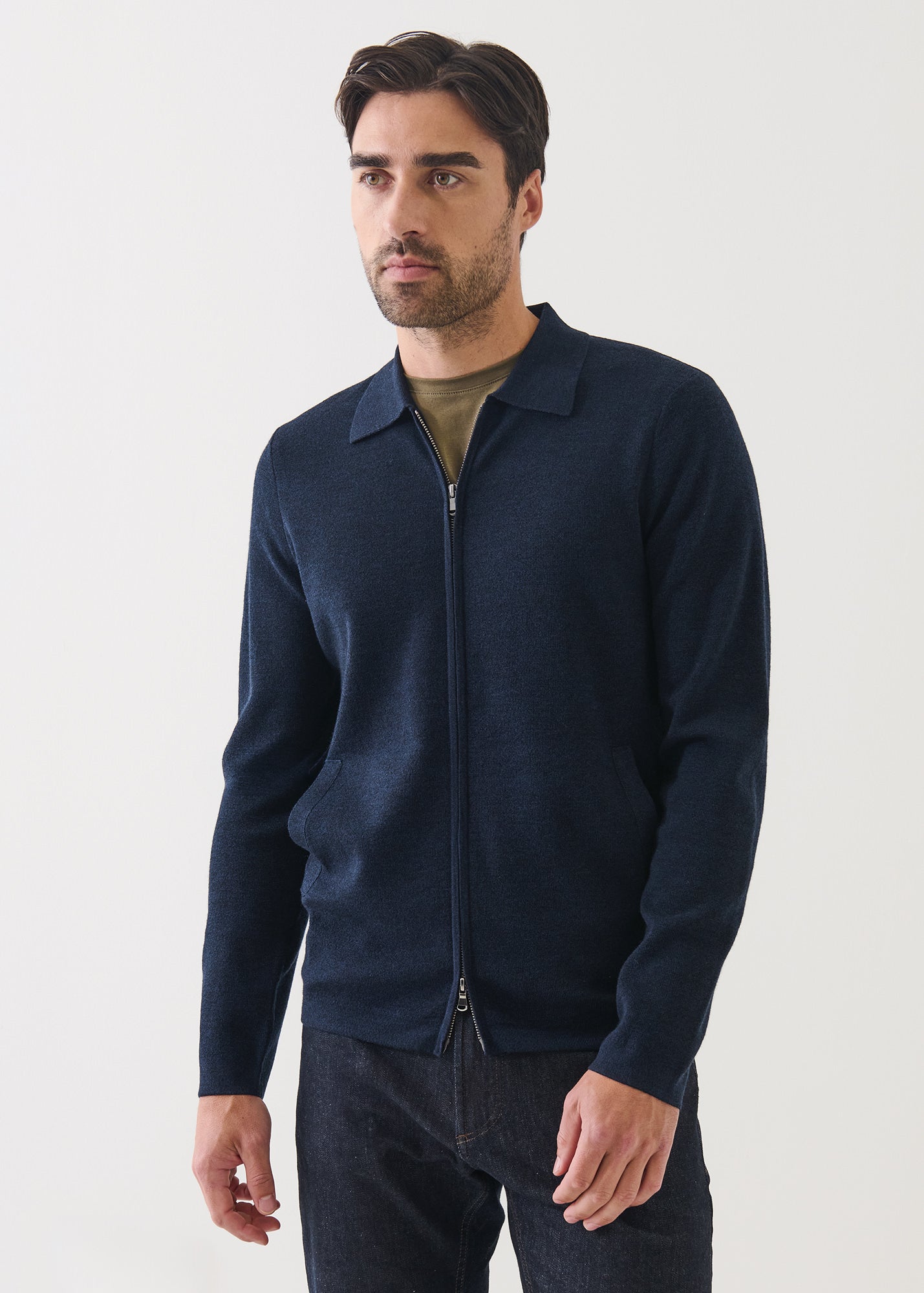 Extra-Fine Merino Half Milano Full Zip Shirt