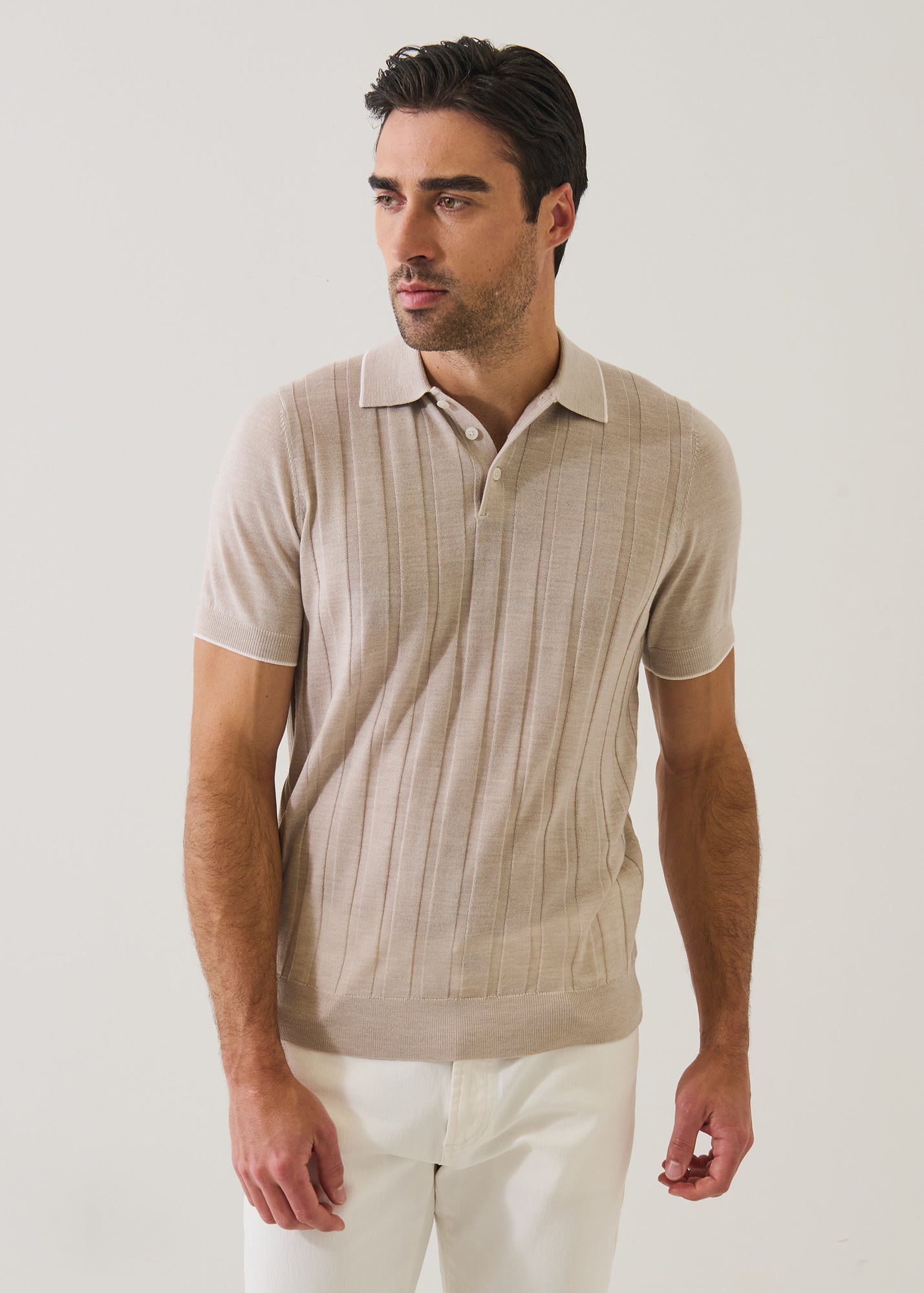 Merino Wool-Silk Drop Needle Tipped Polo | PATRICK ASSARAF | Luxury Fashion