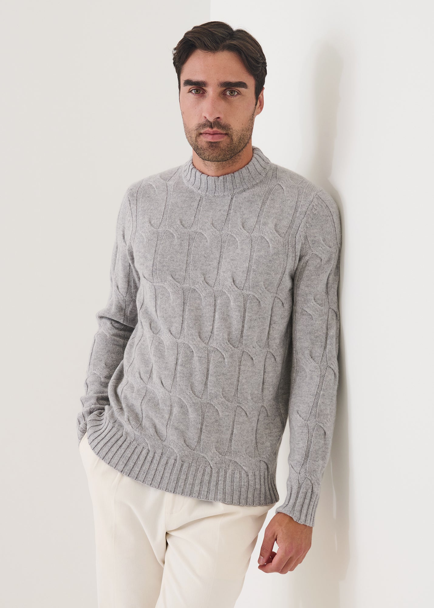 Wool Cashmere Textured Mock Neck | PATRICK ASSARAF | Luxury Fashion
