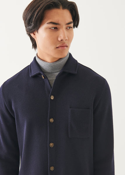 Double Face Merino Half Milano Stitch Shirt Jacket | PATRICK ASSARAF