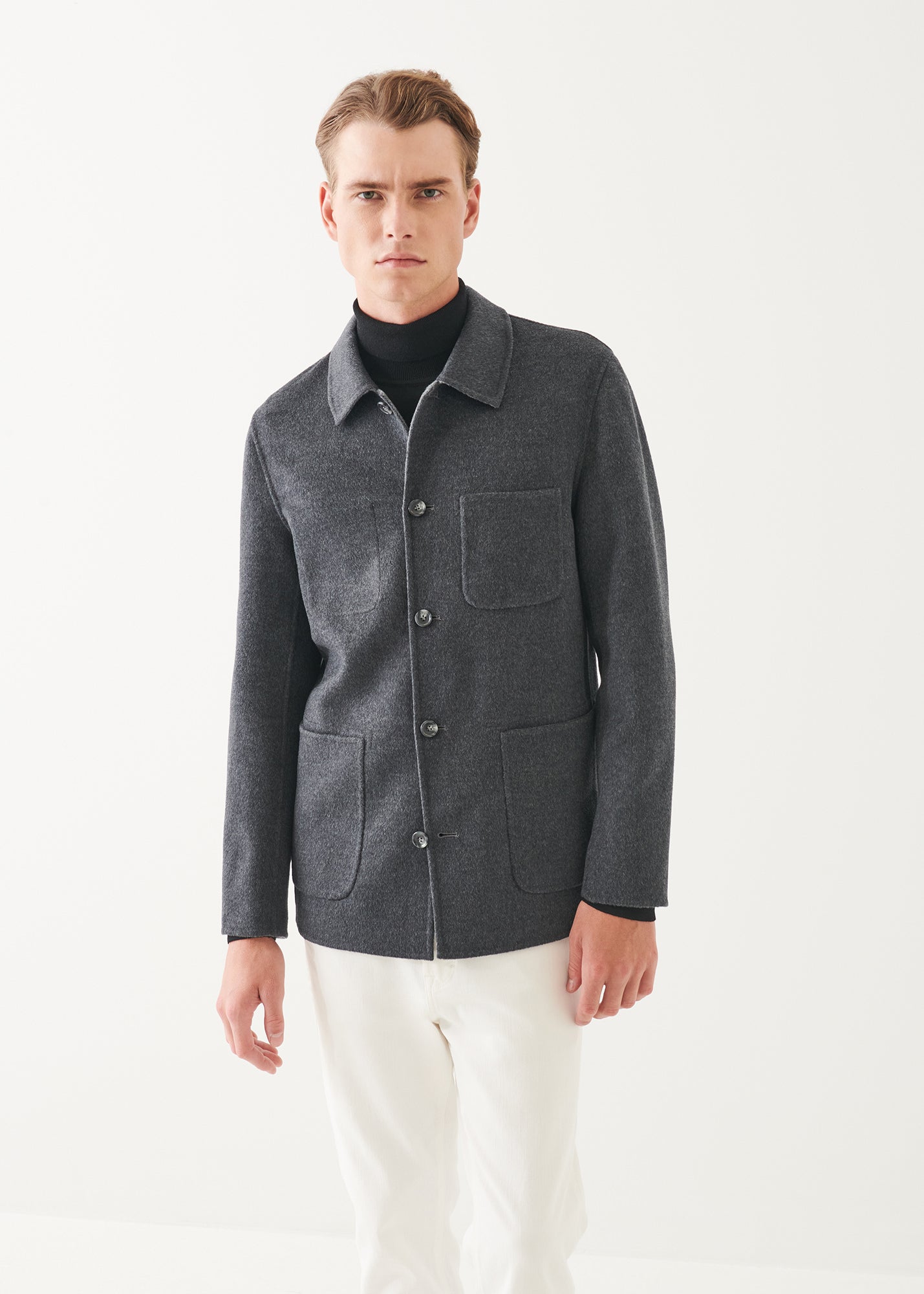 Wool Cashmere Double Face Chore Jacket | PATRICK ASSARAF | Luxury Fashion